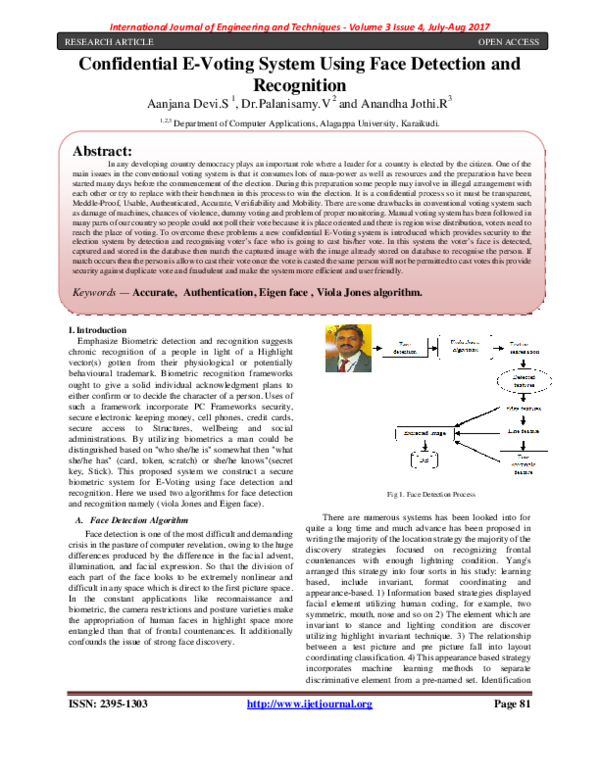 Pdf Confidential E Voting System Using Face Detection And Recognition