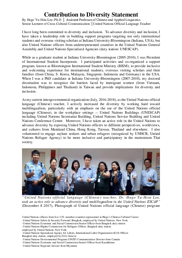 (PDF) Contribution to Diversity Statement