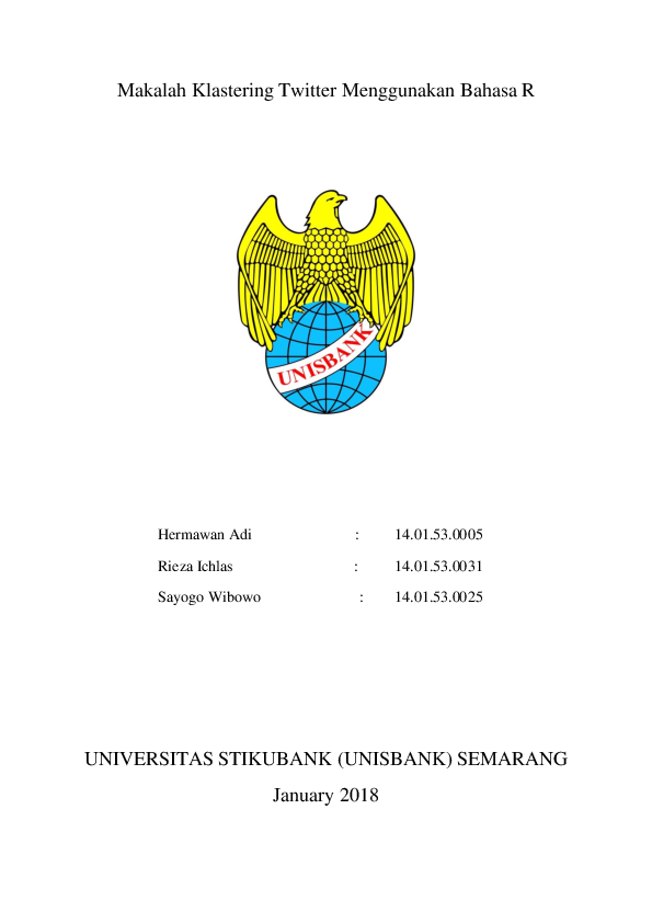 (DOC) Makalah Klastering Twitter Menggunakan Bahasa R
