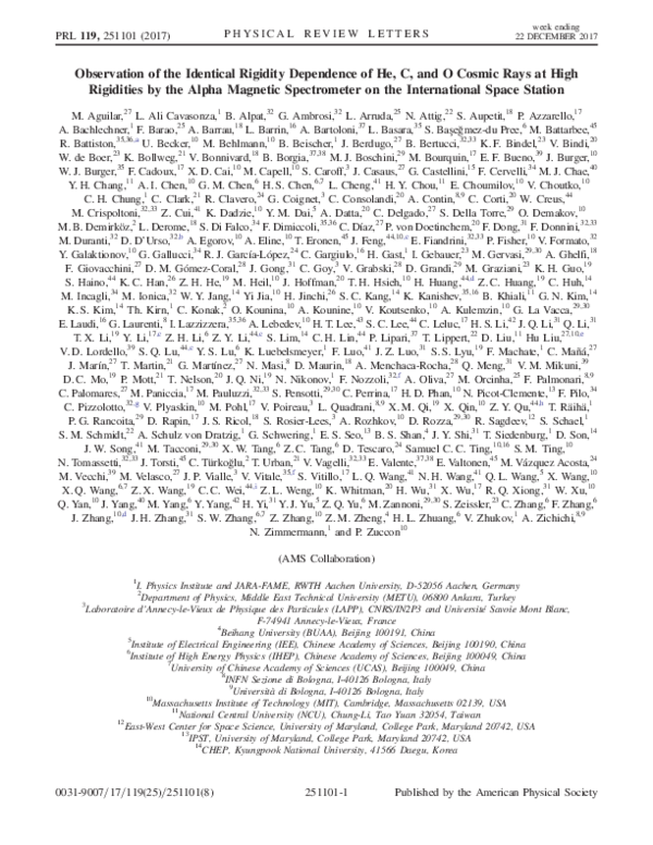 (PDF) Observation of the Identical Rigidity Dependence of He, C, and O ...