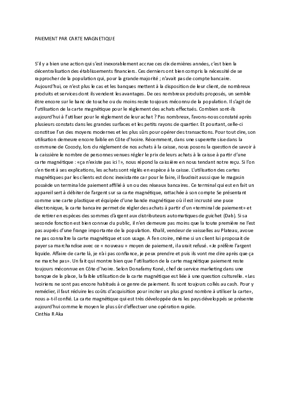 (DOC) PAIEMENT PAR CARTE MAGNETIQUE | ketoa iba louis kamara - Academia.edu