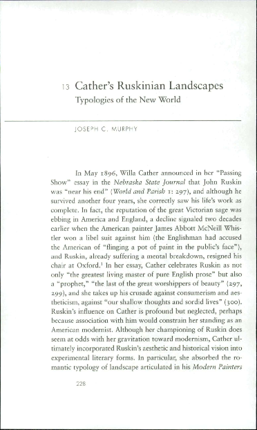 (PDF) Cather's Ruskinian Landscapes: Typologies of the New World