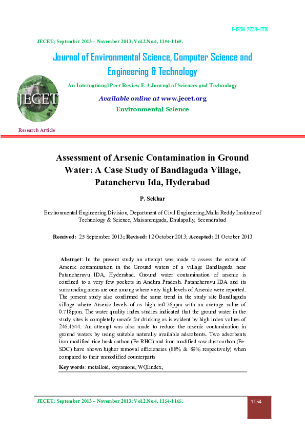 (PDF) Arsenic contamination paper final sekhar.pdf