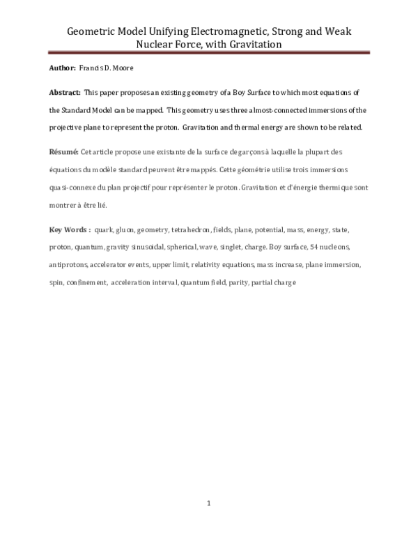 (PDF) Geometric Model Unifying Electromagnetic, Strong and Weak Nuclear ...