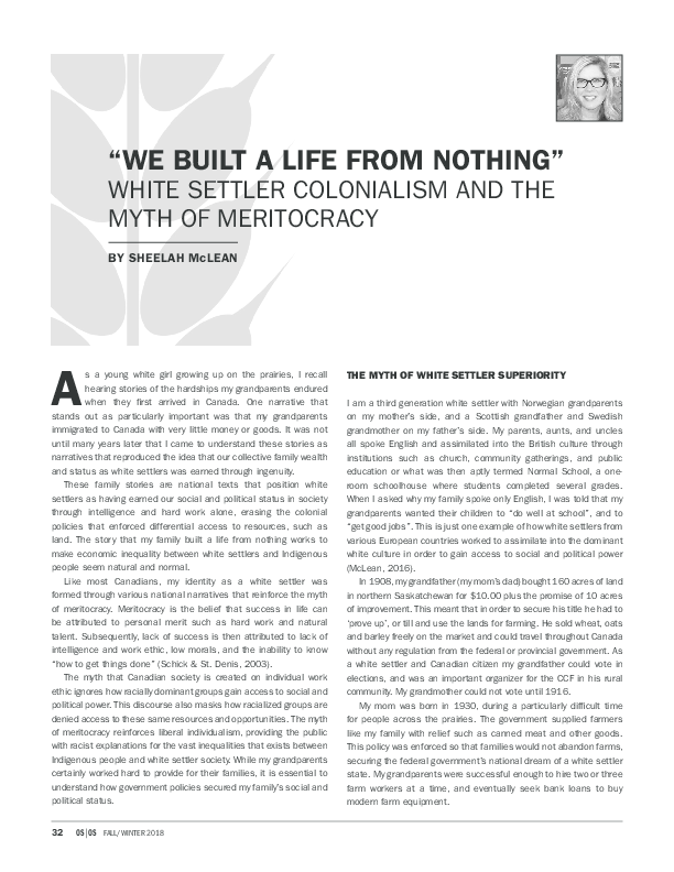 (PDF) " WE BUILT A LIFE FROM NOTHING " WHITE SETTLER COLONIALISM AND ...