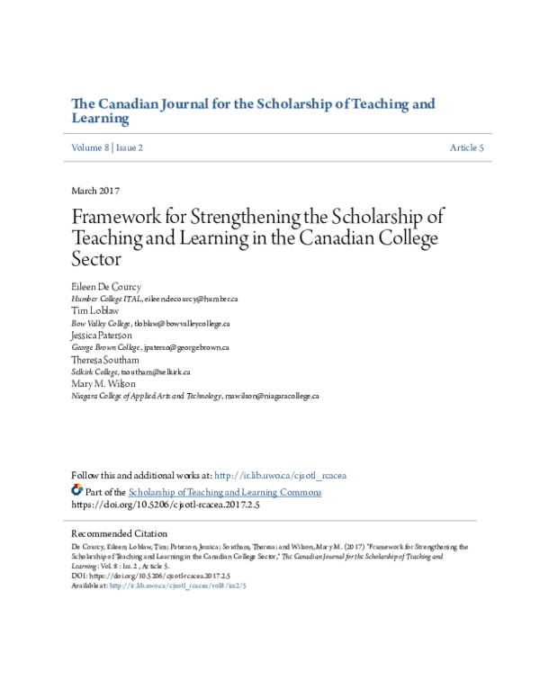 (PDF) The Canadian Journal for the Scholarship of Teaching and Learning ...