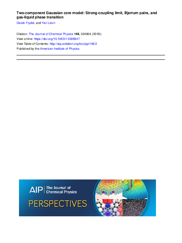 Pdf Two Component Gaussian Core Model Strong Coupling Limit Bjerrum