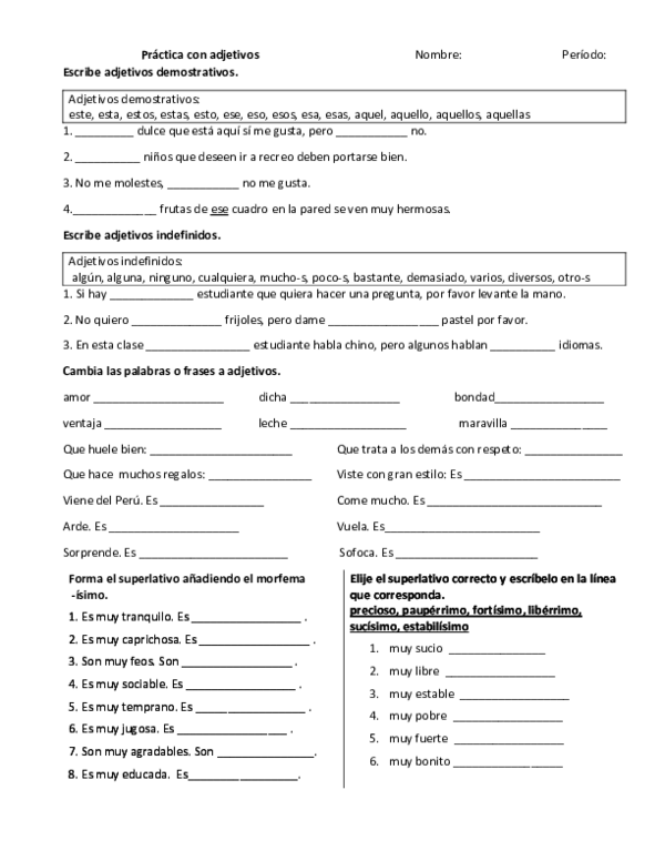 (DOC) Práctica con adjetivos