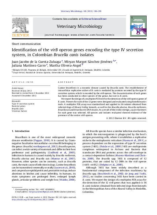 (PDF) Identification of the virB operon genes encoding the type IV ...