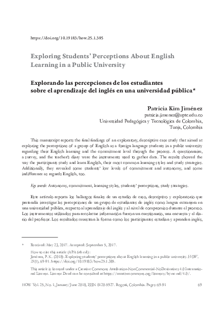(PDF) Exploring Students’ Perceptions About English Learning in a ...