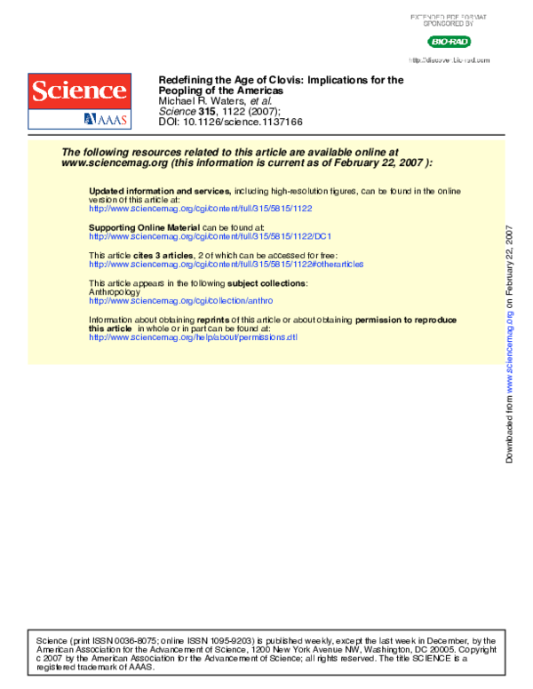 (PDF) Clovis Age Western Stemmed Projectile Points and Human Coprolites ...