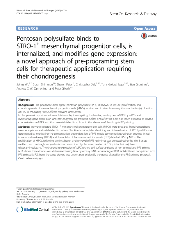 (PDF) Pentosan polysulfate binds to STRO-1 + mesenchymal progenitor ...