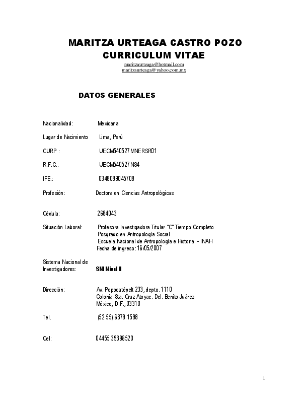 (DOC) MARITZA URTEAGA CASTRO POZO CURRICULUM VITAE