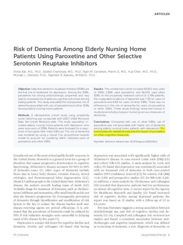 (PDF) Risk of Dementia Among Elderly Nursing Home Patients Using ...