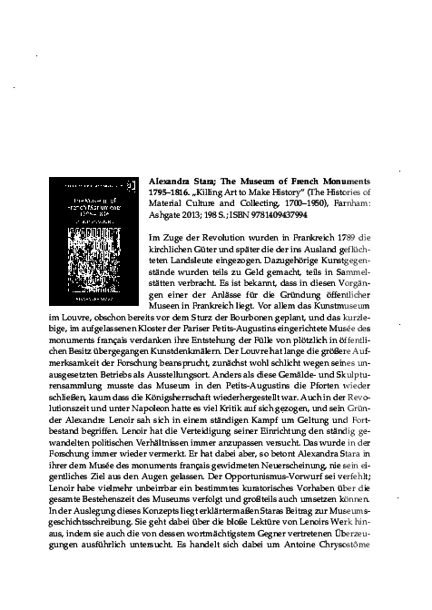 (PDF) Alexandra Stara, ‘The Museum of French Monuments 1795–1816 ...