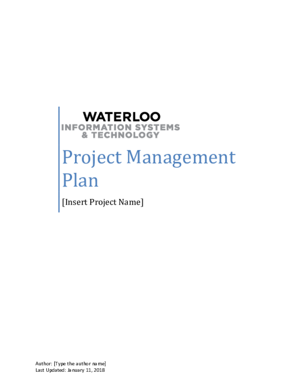 (DOC) Project Management Plan [Insert Project Name] Project Management ...