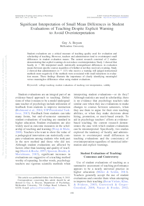 (PDF) Significant Interpretation of Small Mean Differences in Student ...