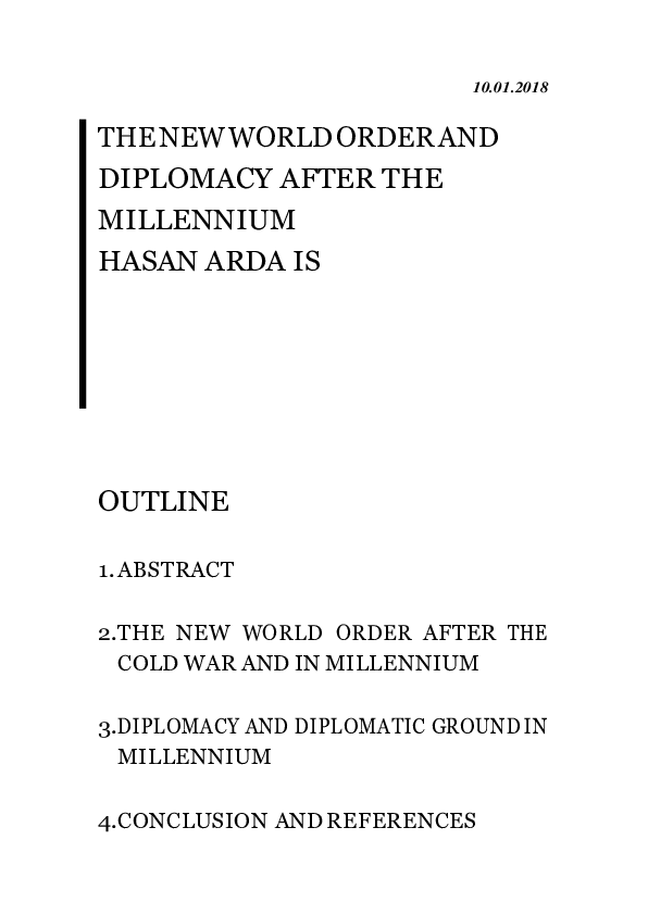 (PDF) THE NEW WORLD ORDER AND DIPLOMACY AFTER THE MILLENNIUM