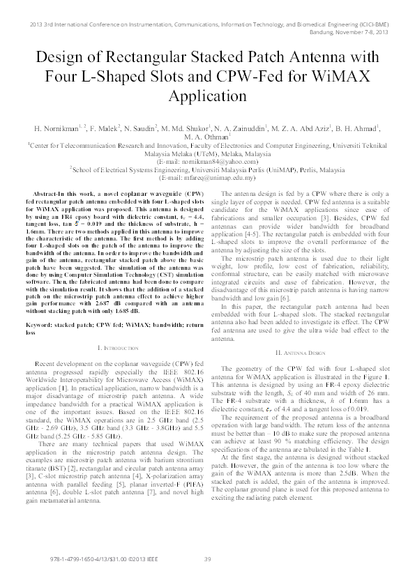 (PDF) Design of Rectangular Stacked Patch Antenna with Four L-Shaped ...