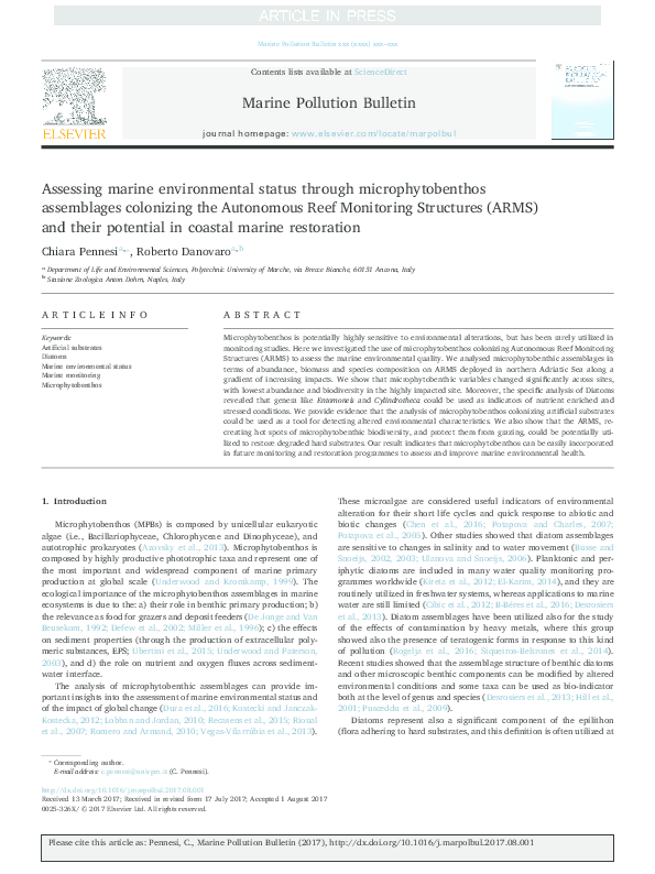 (PDF) Assessing marine environmental status through microphytobenthos ...