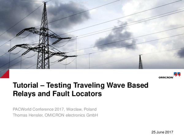 (PDF) Tutorial – Testing Traveling Wave Based Relays and Fault Locators