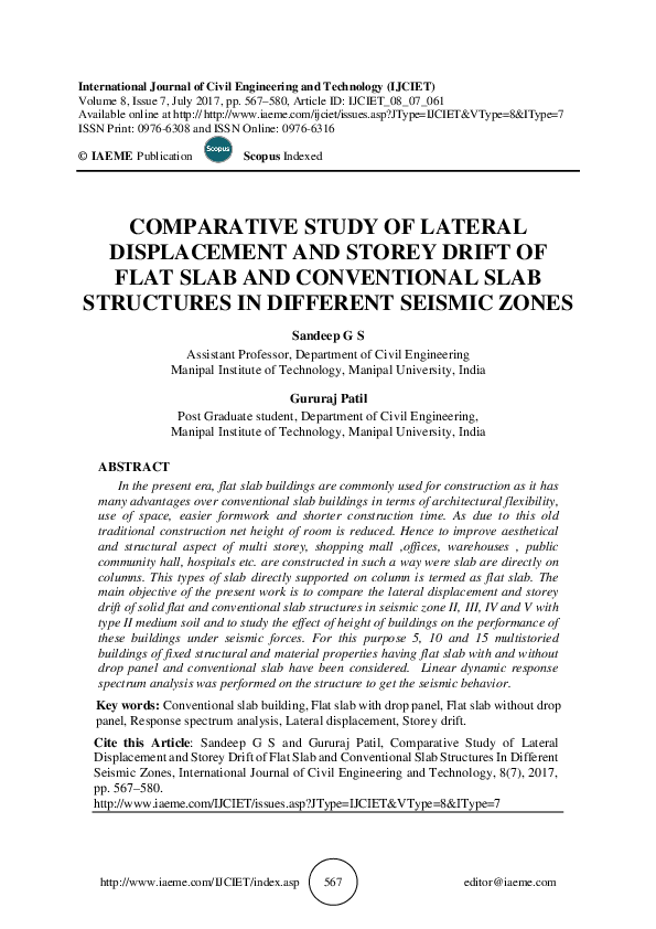 (PDF) COMPARATIVE STUDY OF LATERAL DISPLACEMENT AND STOREY DRIFT OF ...