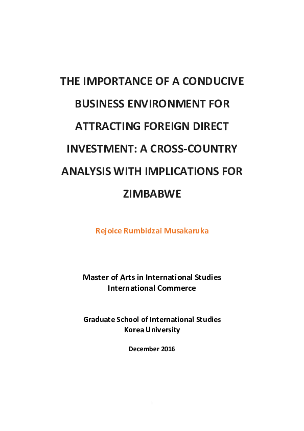 (PDF) THE IMPORTANCE OF A CONDUCIVE BUSINESS ENVIRONMENT FOR ATTRACTING ...