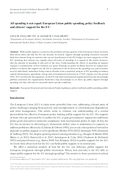 (PDF) All spending is not equal: European Union public spending, policy ...