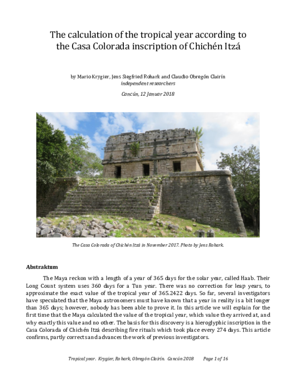 (PDF) The calculation of the tropical year according to the Casa ...