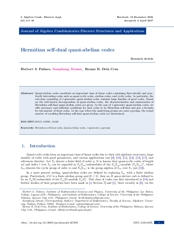 (PDF) Hermitian self-dual quasi-abelian codes