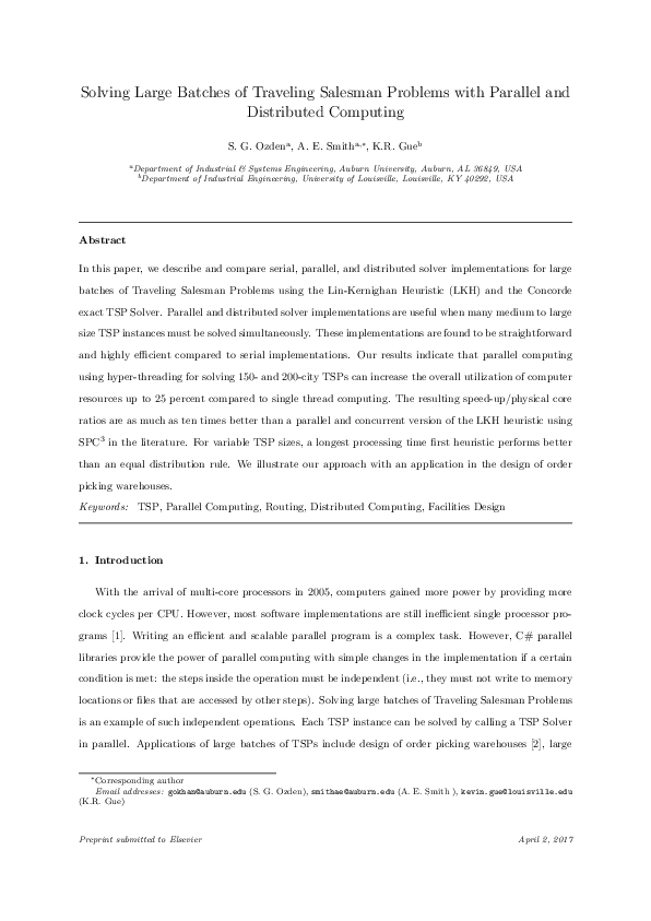 Pdf Solving Large Batches Of Traveling Salesman Problems With Parallel And Distributed Computing