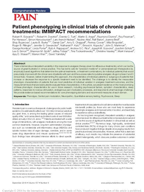 (PDF) Patient phenotyping in clinical trials of chronic pain treatments ...