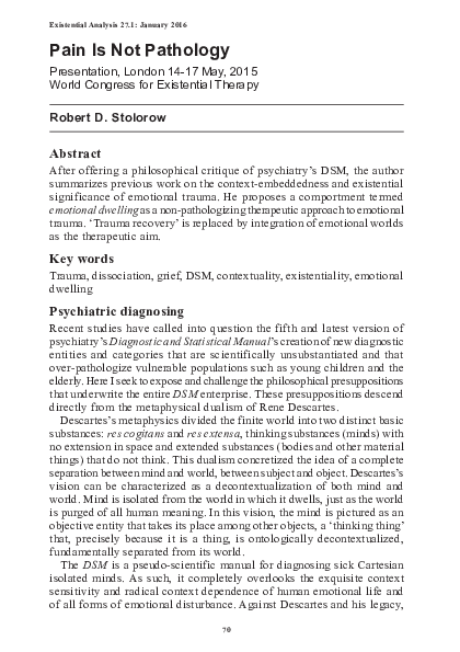 (PDF) A Non-Pathologizing Approach to Emotional Trauma
