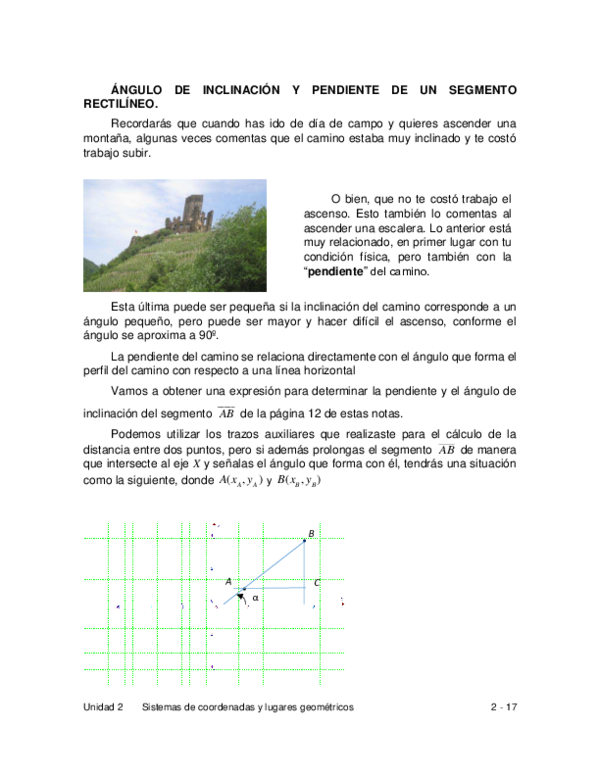 (PDF) ÁNGULO DE INCLINACIÓN Y PENDIENTE DE UN SEGMENTO RECTILÍNEO