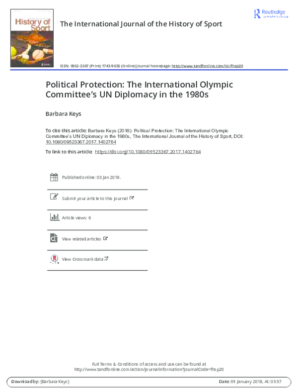 (PDF) Political Protection: The International Olympic Committee's UN ...