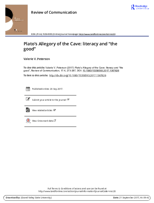 (PDF) Plato's Allegory of the Cave: literacy and " the good