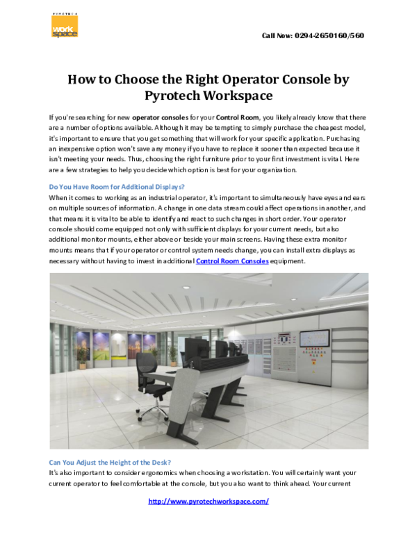 (PDF) How to Choose the Right Operator Console by Pyrotech Workspace