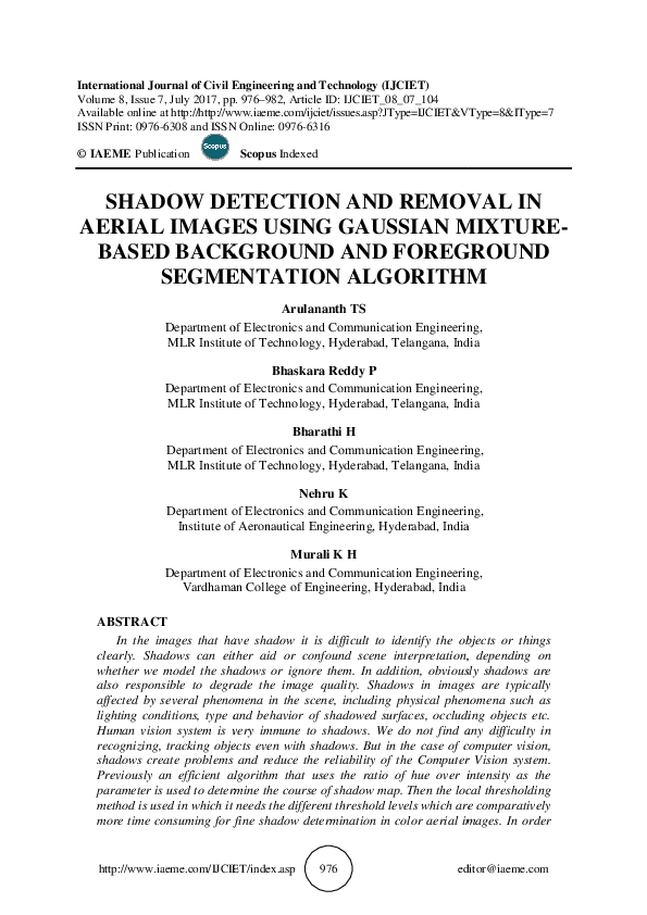 (PDF) SHADOW DETECTION AND REMOVAL IN AERIAL IMAGES USING GAUSSIAN MIXTU BASED BACKGROUND AND ...