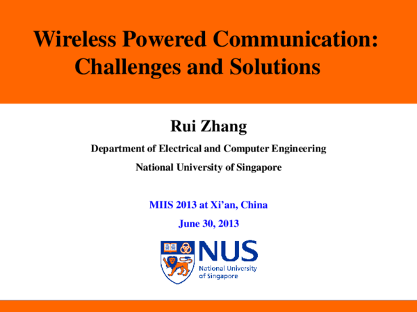 (PDF) Wireless Powered Communication: Challenges and Solutions