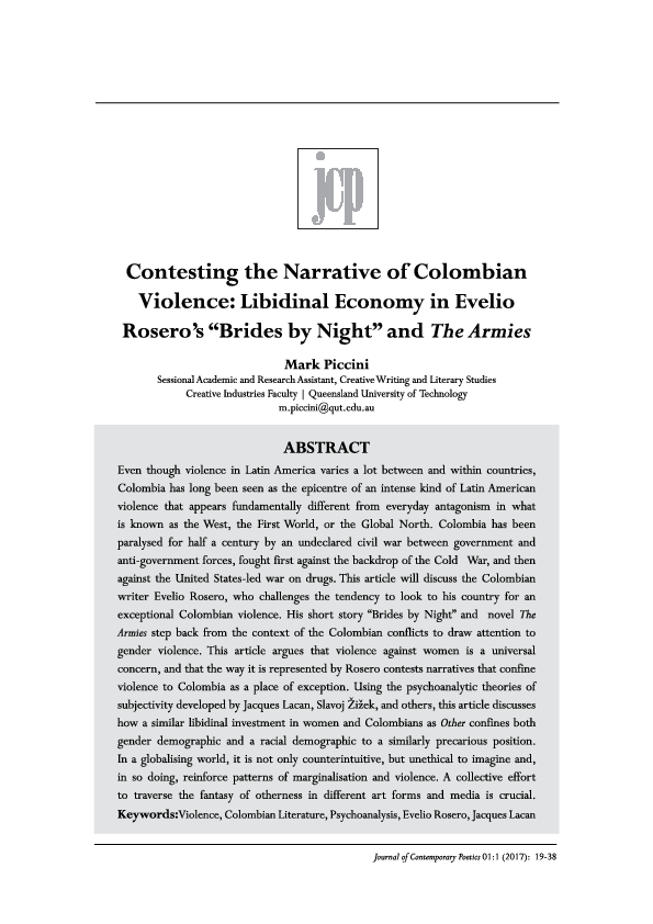 (PDF) Contesting the Narrative of Colombian Violence: The Libidinal ...