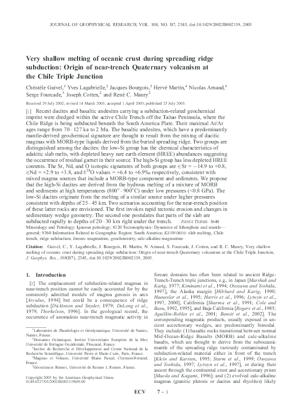 (PDF) Very shallow melting of oceanic crust during spreading ridge ...