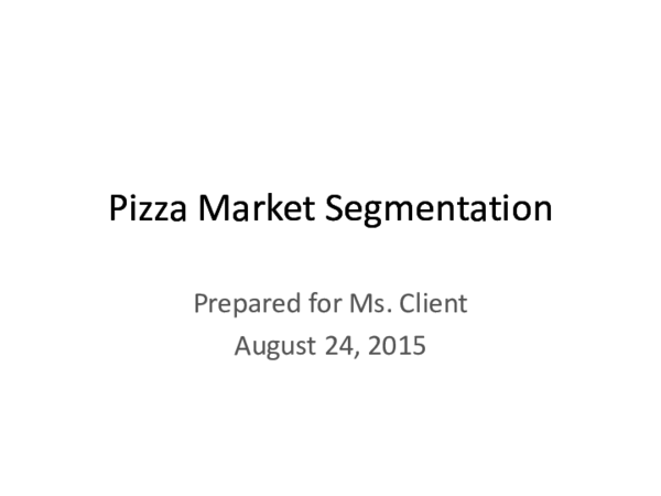 (PDF) Pizza Market Segmentation