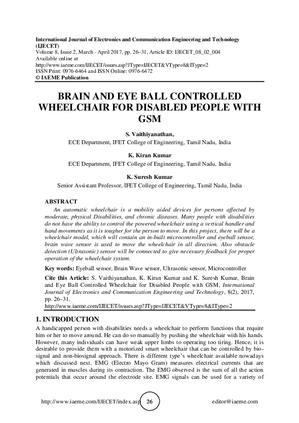 (PDF) BRAIN AND EYE BALL CONTROLLED WHEELCHAIR FOR DISABLED PEOPLE WITH GSM