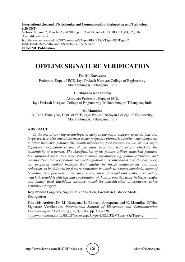 Pdf Offline Signature Verification