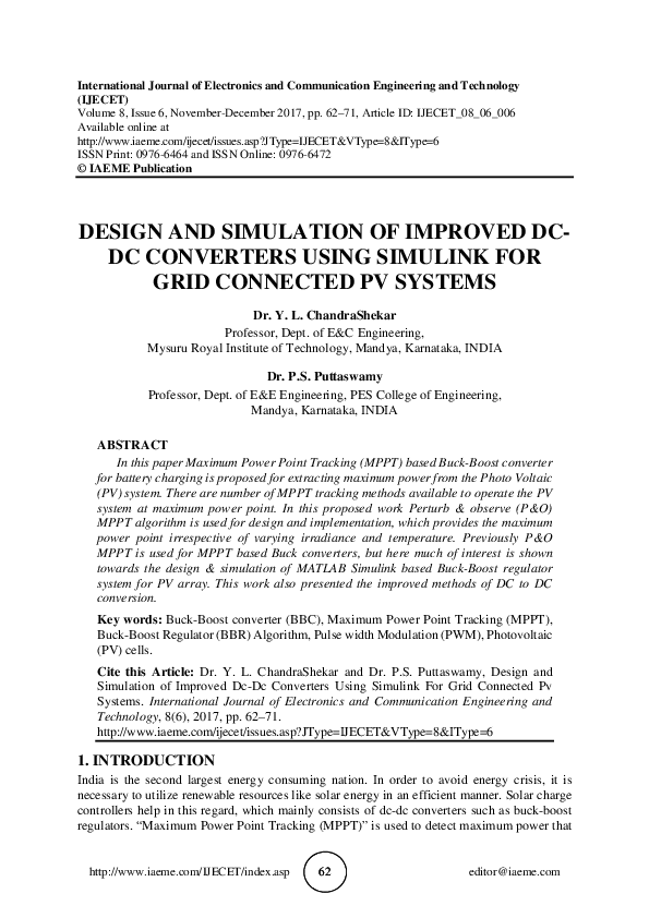 (PDF) DESIGN AND SIMULATION OF IMPROVED DC- DC CONVERTERS USING SIMULINK FOR GRID CONNECTED PV ...