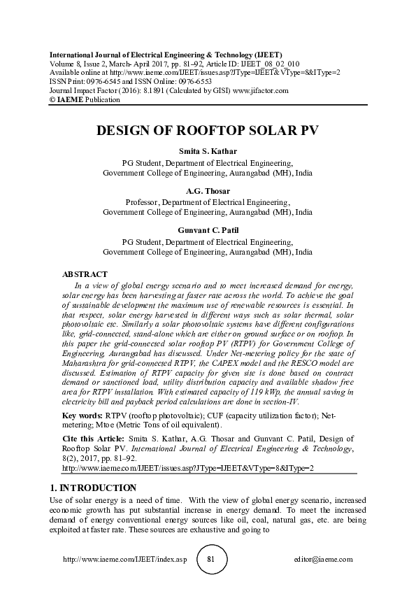(PDF) DESIGN OF ROOFTOP SOLAR PV