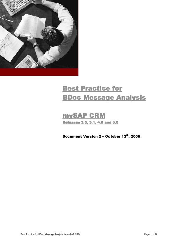 (PDF) Best Practice for BDoc Message Analysis in mySAP CRM