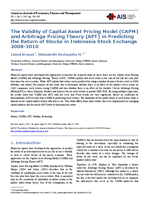 (PDF) CAPM-APT-Zainul K-April2014