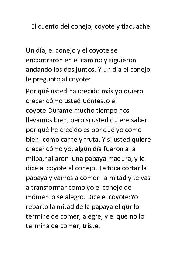 (DOC) El cuento del conejo