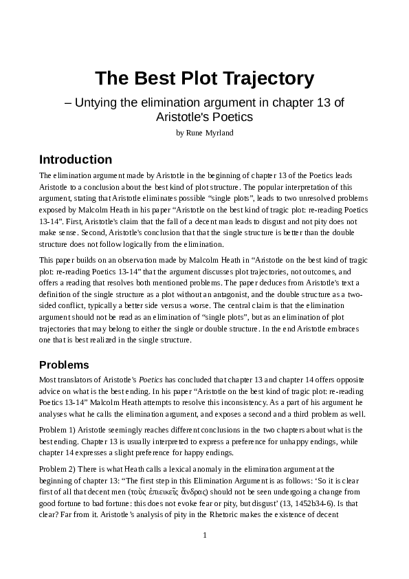 (PDF) The Best Tragic Plot Trajectory - Untying the elimination argument in chapter 13 of ...